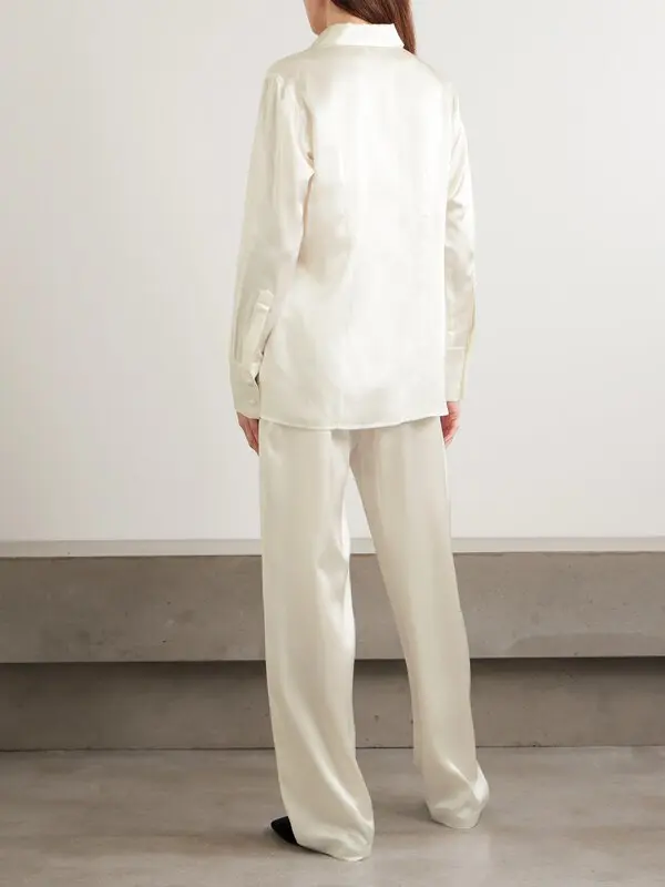 Olivia Von Halle Bacall Silk-satin Pajama Set - Neutrals