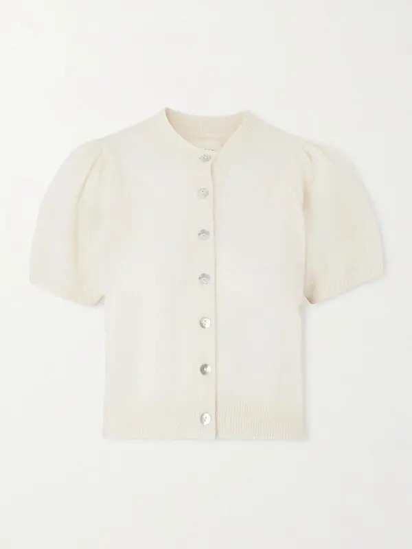 DÔEN Anisa Gathered Alpaca-blend Short Sleeve Cardigan
