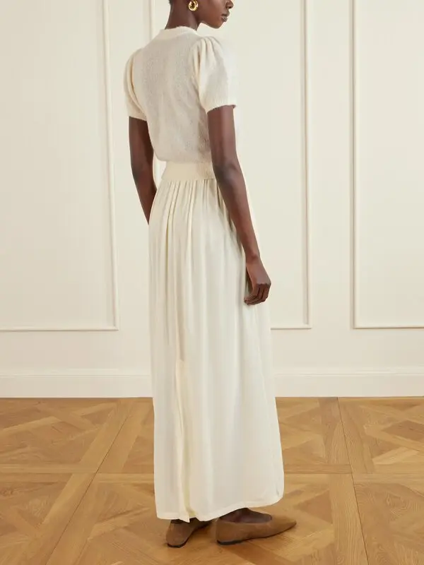 DÔEN Anisa Gathered Alpaca-blend Short Sleeve Cardigan