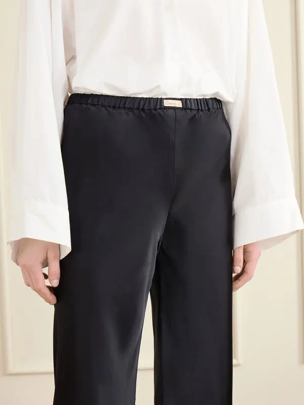 Comme Si Silk Charmeuse Straight-leg Pants - Black