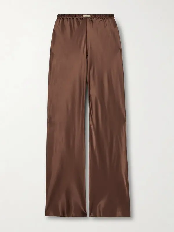 Comme Si Silk-charmeuse Straight-leg Pants - Brown