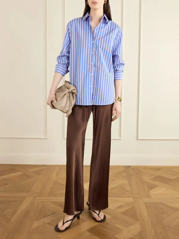 Comme Si Silk-charmeuse Straight-leg Pants - Brown