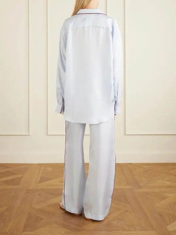 Comme Si Piped Silk-twill Pajama Set