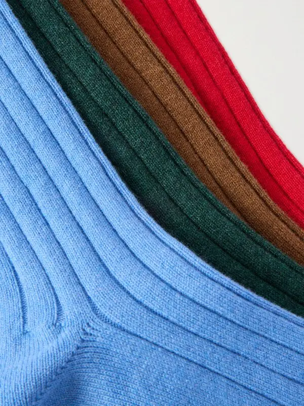 Comme Si Ribbed Cashmere-blend Socks Set Of Four