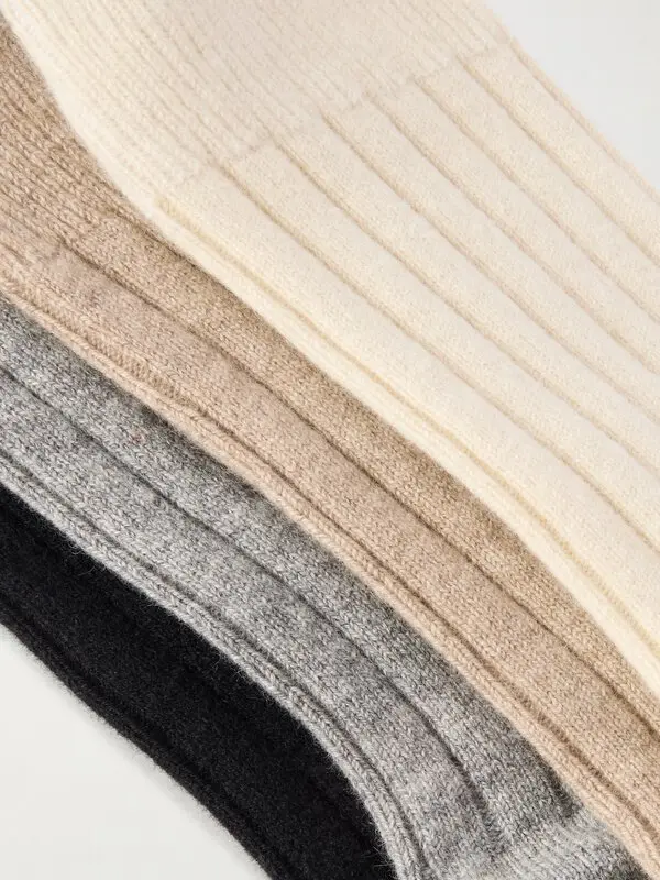 Comme Si Ribbed Cashmere Blend Socks Set Of Four