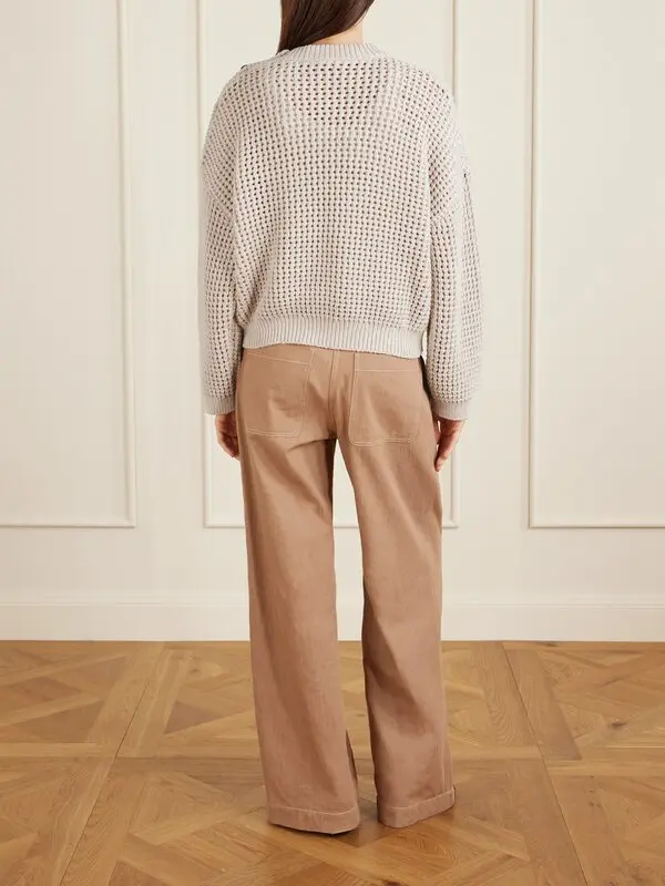 Brunello Cucinelli Open-knit Button Detail Sweater