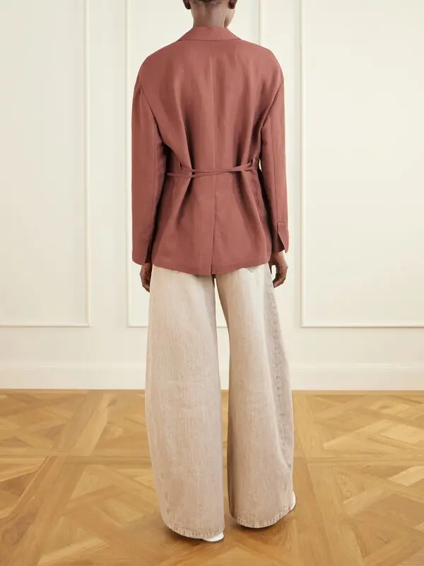 Brunello Cucinelli Embellished Belted Twill Wrap Jacket