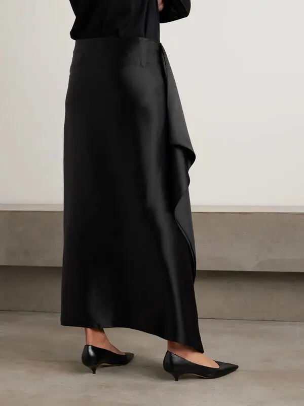 THE ROW Athalia Draped Duchesse Silk-satin Midi Skirt