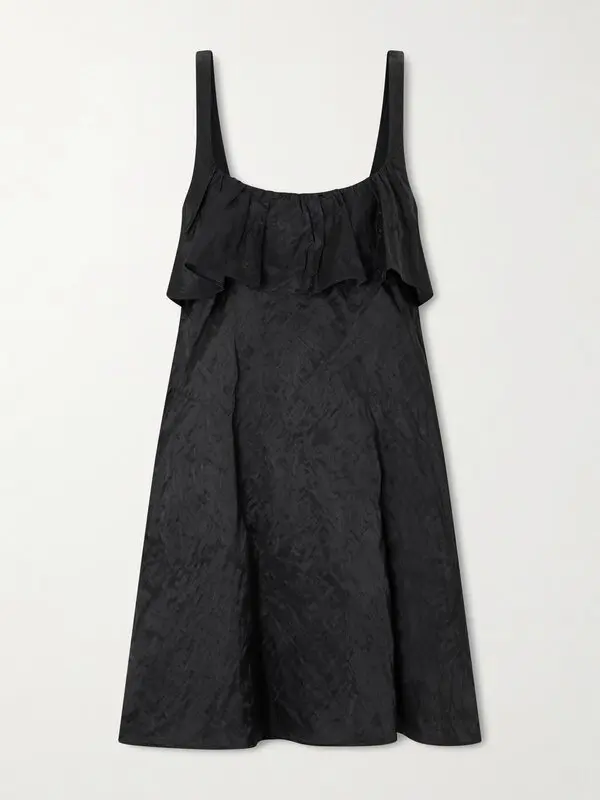 Chloé Ruffled Cutout Crinkled-satin Mini Dress