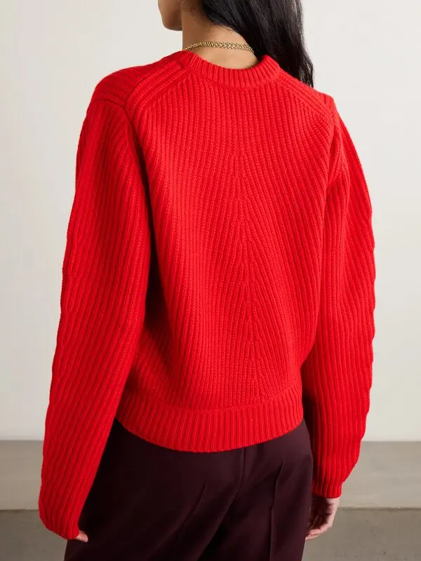 Chloé Logo-detailed Ribbed Wool And Cashmere-blend Sweater