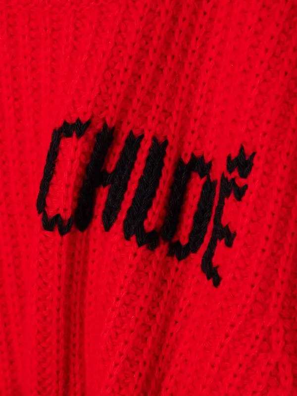 Chloé Logo-detailed Ribbed Wool And Cashmere-blend Sweater