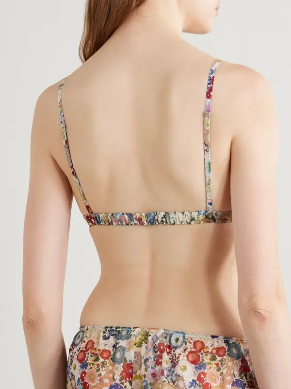Khaite Talita Floral-print Silk-chiffon Triangle Bra - Multi