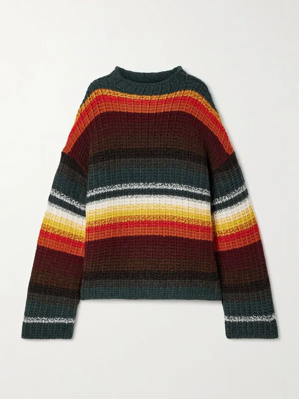 Khaite Yanis Oversized Striped Ribbed Cashmere Sweater - Multi