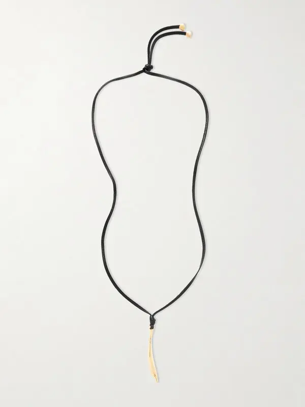 Bottega Veneta Gold-plated And Leather Necklace - Black