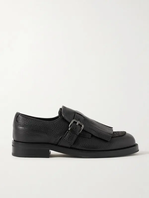 Church's Piper Fringed Textured-leather Brogues - Black