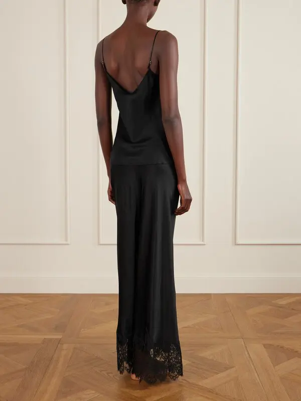 Carine Gilson Lace-trimmed Silk-satin Camisole - Black
