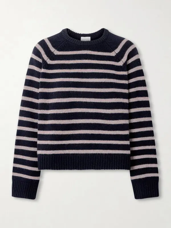 ALLUDE Striped Wool And Cashmere-blend Sweater - Blue