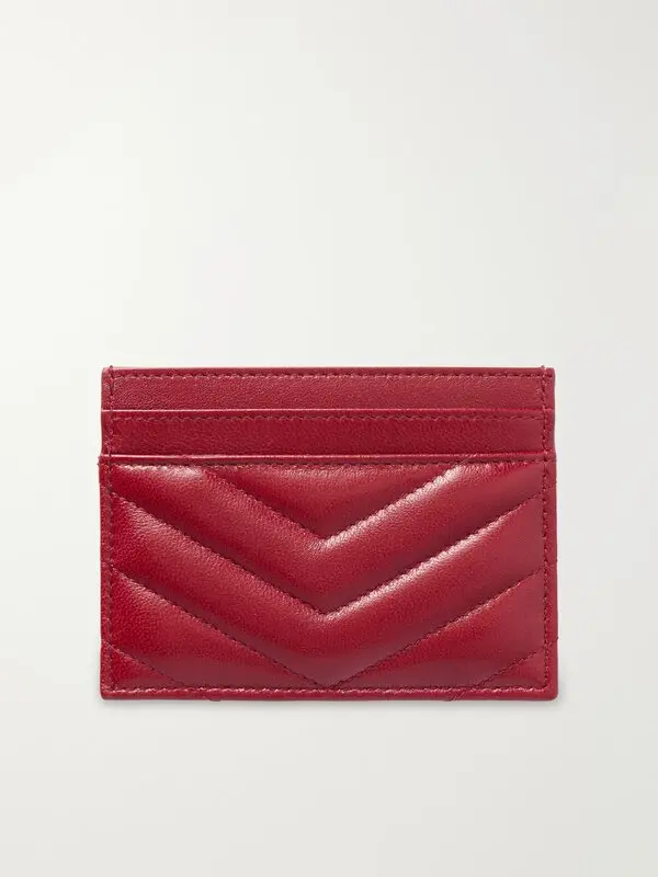 Saint Laurent Cassandre Matelassé Leather Cardholder - Red