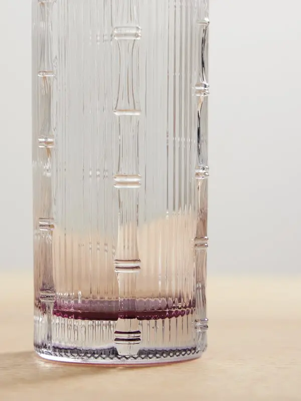 La DoubleJ Bamboo Set Of Two Crystal Highball Glasses - Pink