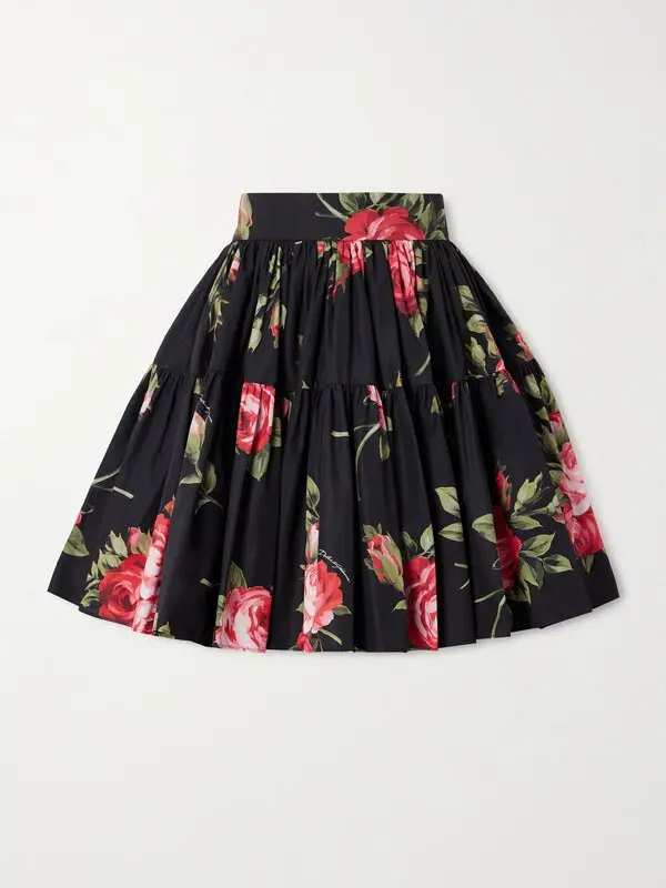 Dolce & Gabbana Floral-print Cotton-poplin Mini Skirt