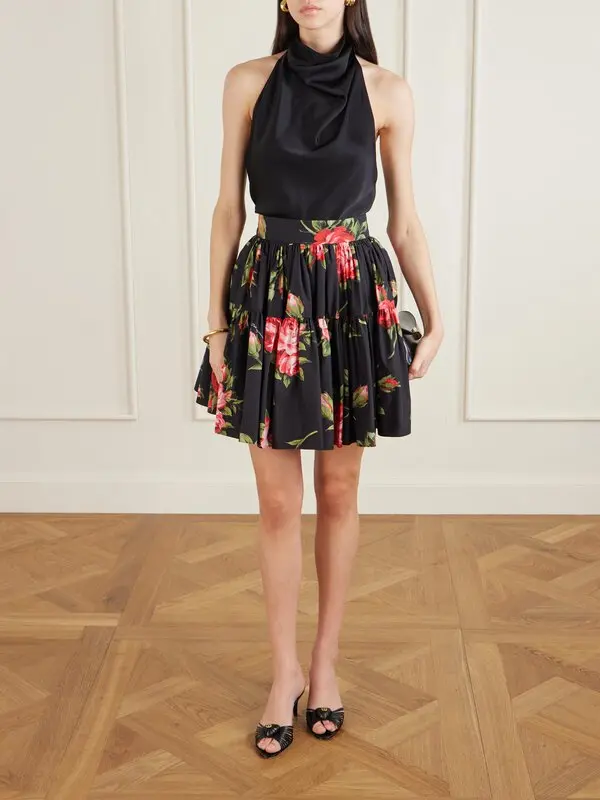 Dolce & Gabbana Floral-print Cotton-poplin Mini Skirt