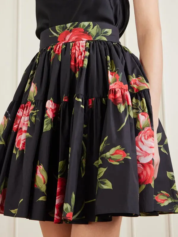 Dolce & Gabbana Floral-print Cotton-poplin Mini Skirt