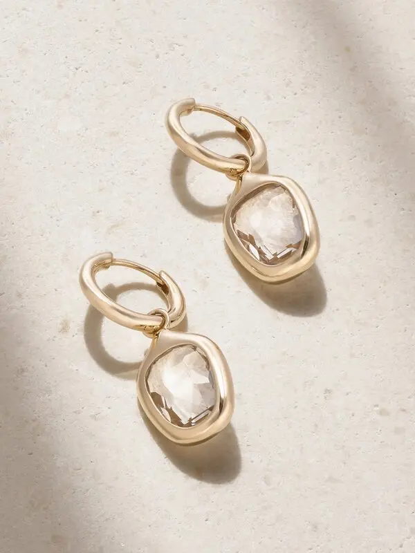 BY PARIAH Orbit Prism 14-karat Recycled Hoop Earrings With White Topaz - Gold