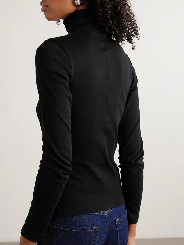 FLORE FLORE Dinah Ribbed Organic Cotton-jersey Turtleneck Top - Black