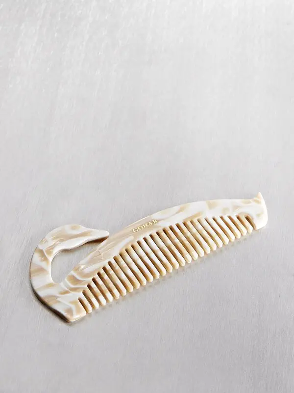GOHAR WORLD Swan Marbled Acetate Hair Comb - Neutrals