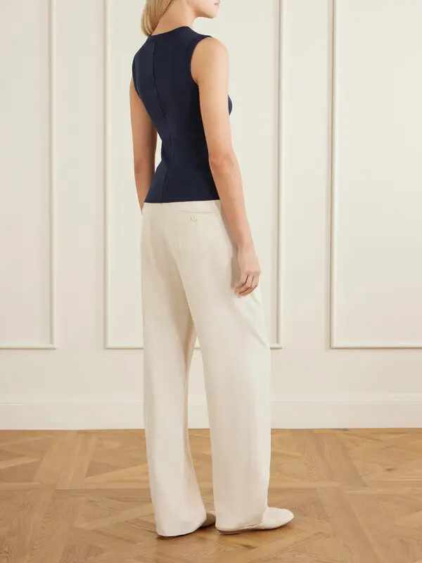 FLORE FLORE Esmé Ribbed Organic Cotton-jersey Tank - Blue