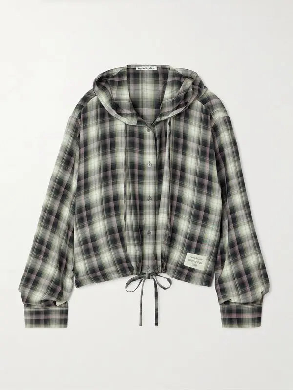 Acne Studios Checked Woven Hooded Shirt - Multi