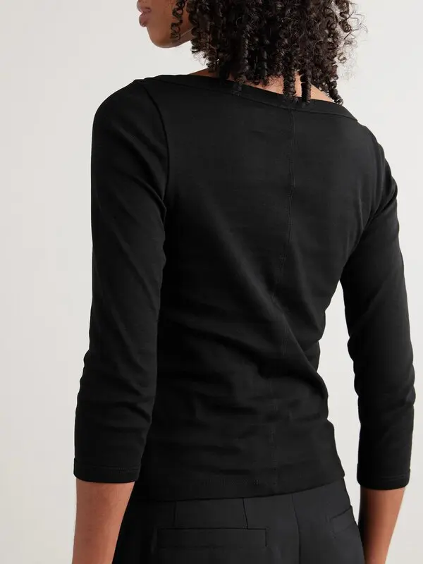 FLORE FLORE Steffi Ribbed Organic Cotton-jersey T-shirt - Black