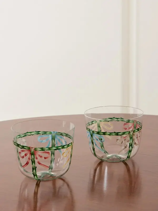 LOBMEYR Gohar World Alpha Bow Set Of Two Painted Crystal Glass Tumblers - Multi