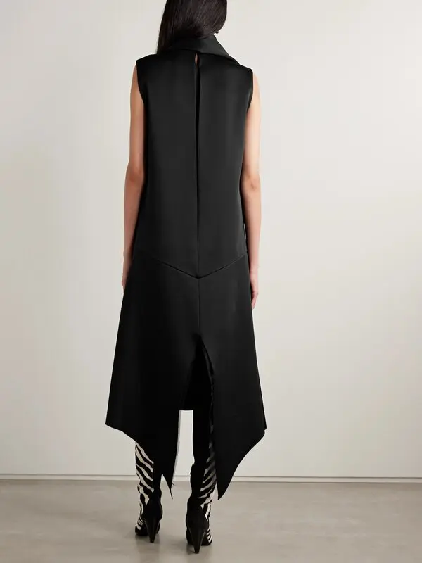 Khaite Loell Draped Duchesse-satin Midi Dress - Black