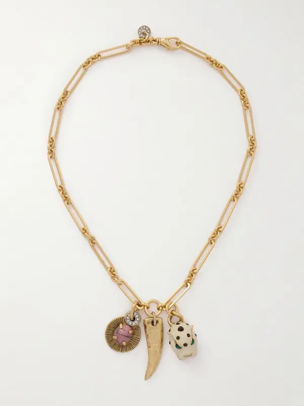 Maison Mayle Soli Gato Gold-plated, Crystal And Rhodonite Necklace - Multi