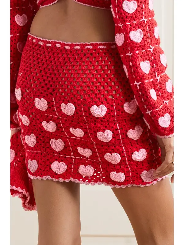 ALIX PINHO Crocheted Cotton Mini Skirt