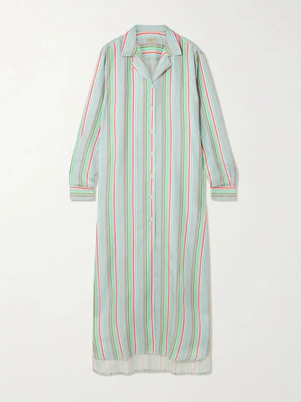 Comme Si Striped Silk-twill Midi Shirt-dress - Multi