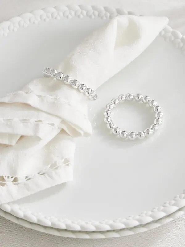 Christofle Perles Set Of Two -plated Napkin Rings