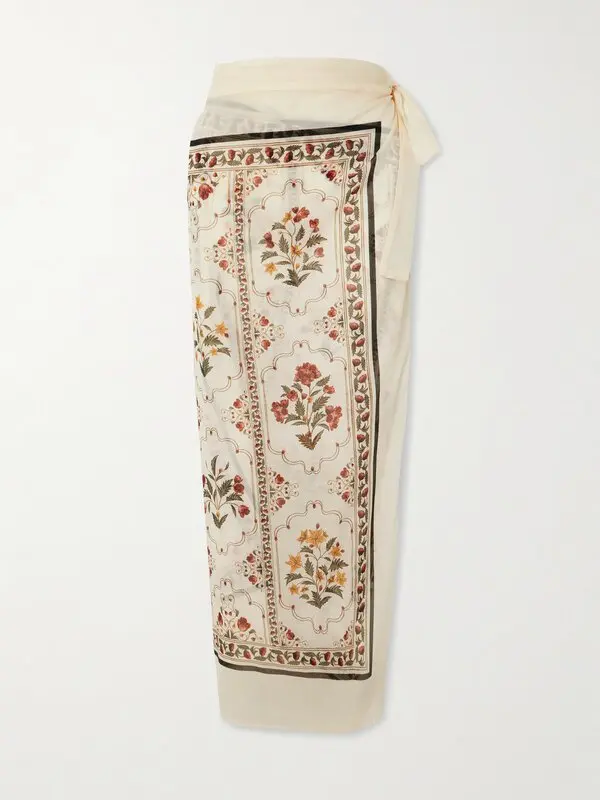 Agua Bendita Lavanda Andes Printed Cotton And Silk-blend Voile Pareo - Multi