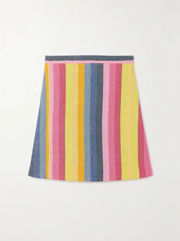 Sindiso Khumalo Jemma Striped Linen-canvas Mini Skirt - Yellow