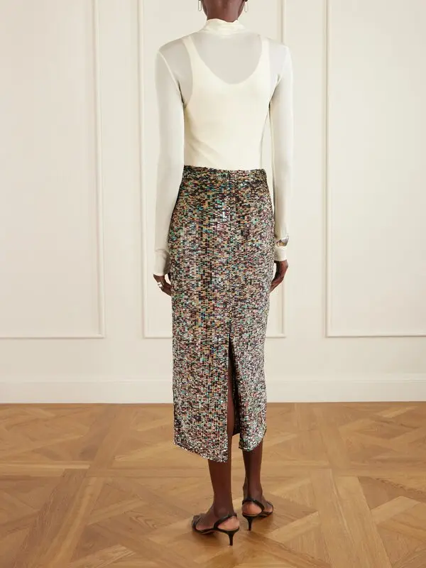 TWP Sylkie Sequined Crepe De Chine Maxi Skirt - Multi