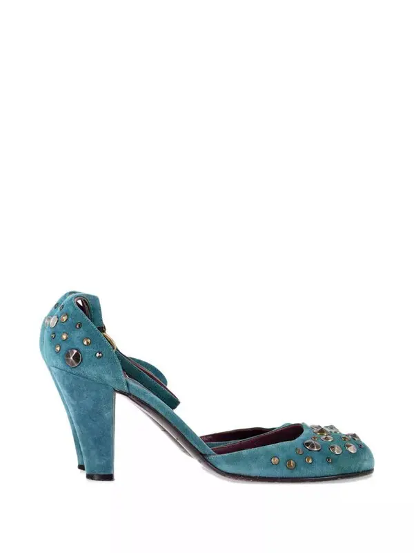 Marc Jacobs Turquoise Suede Studded Ankle Strap Pumps