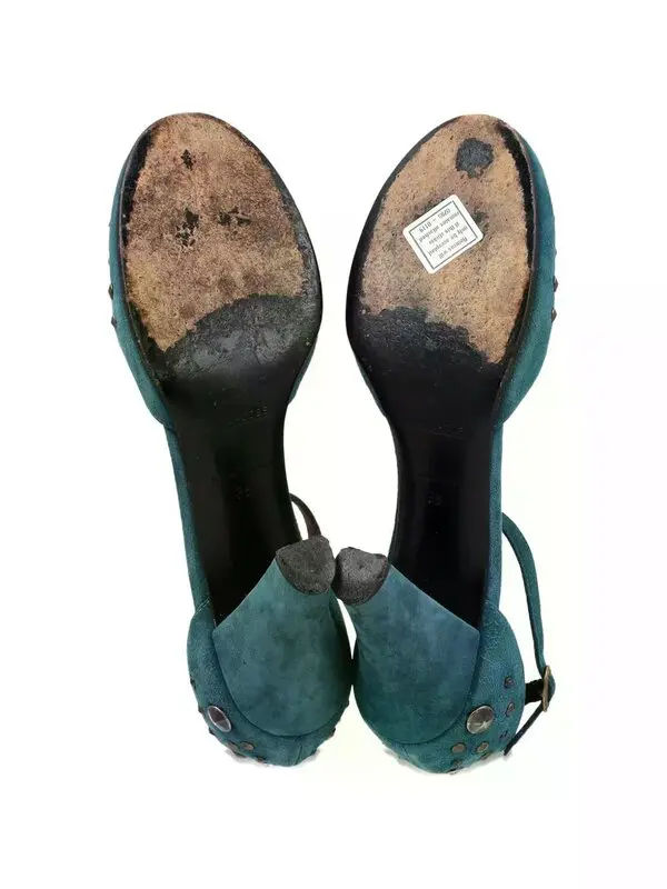Marc Jacobs Turquoise Suede Studded Ankle Strap Pumps