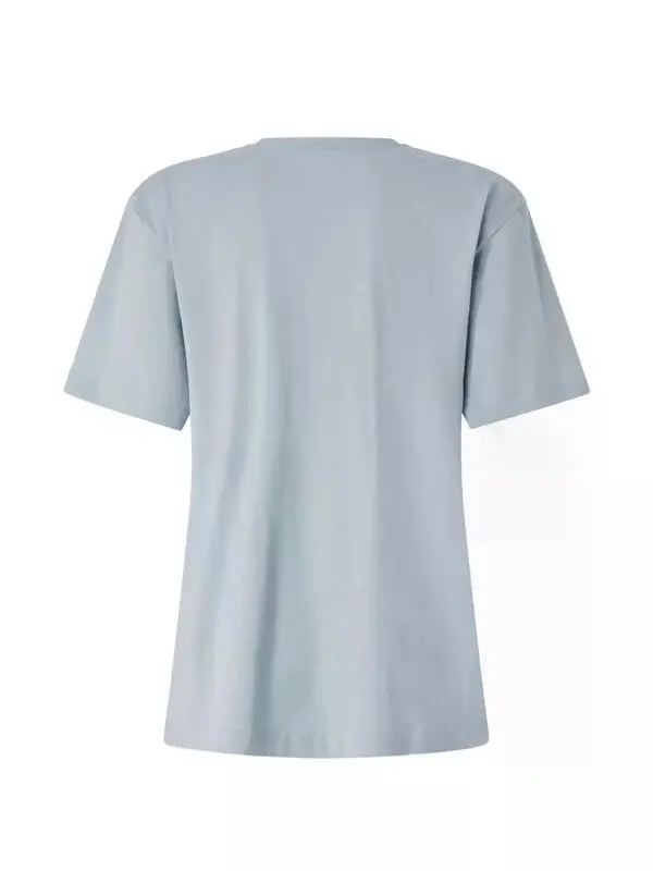 Pinko Cotton Jersey T-shirt With Jewel Embroidery - Blue