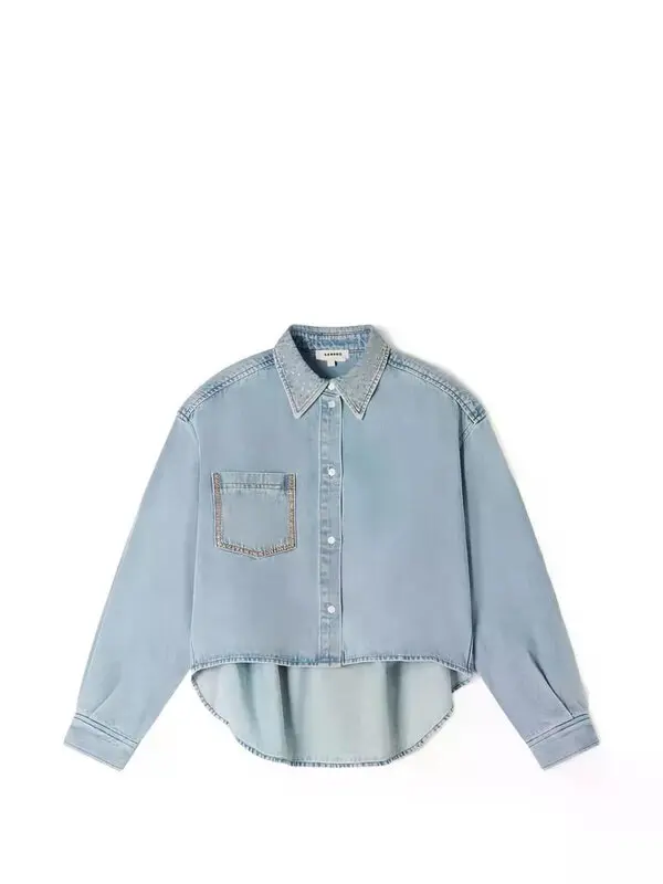 Sandro Embellished Cropped Denim Shirt
