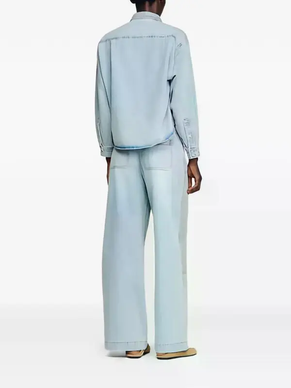Sandro Embellished Cropped Denim Shirt