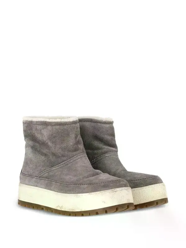 Prada Suede Platform Sole Ankle Boots - Grey