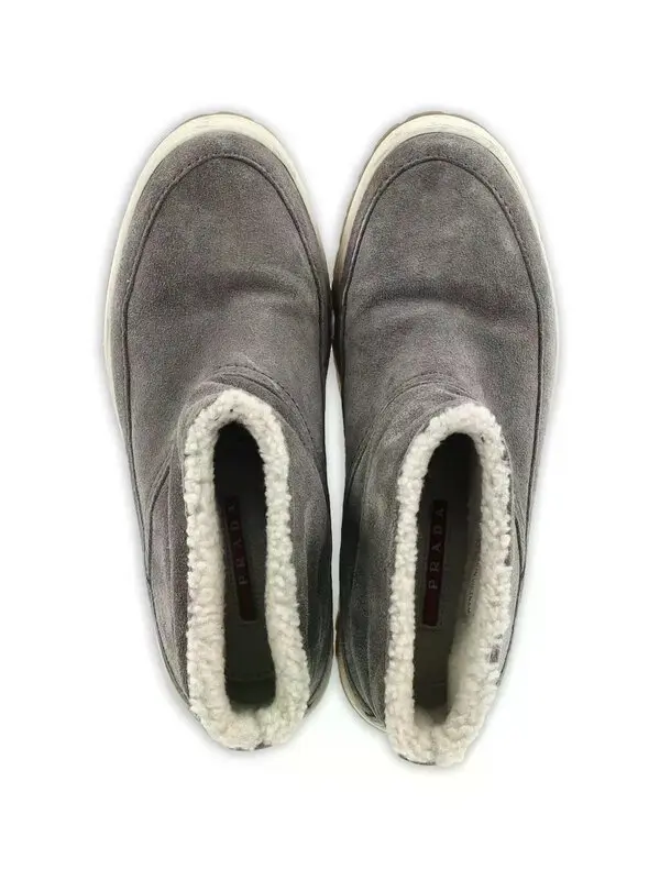 Prada Suede Platform Sole Ankle Boots - Grey
