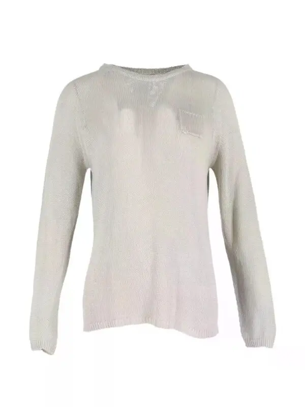 Max Mara Long-sleeve Crew-neck Sweater With Pocket - Grey