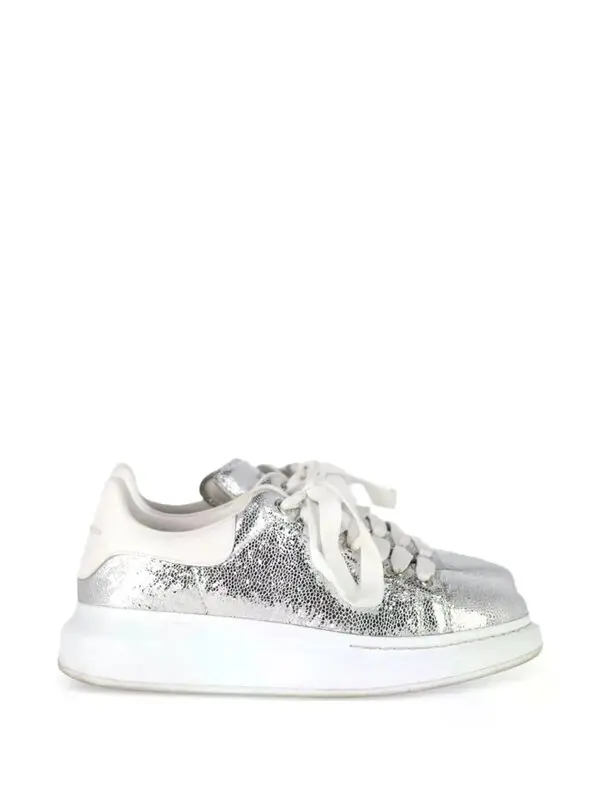 Alexander McQueen Tone Leather Lace-up Sneakers - Silver